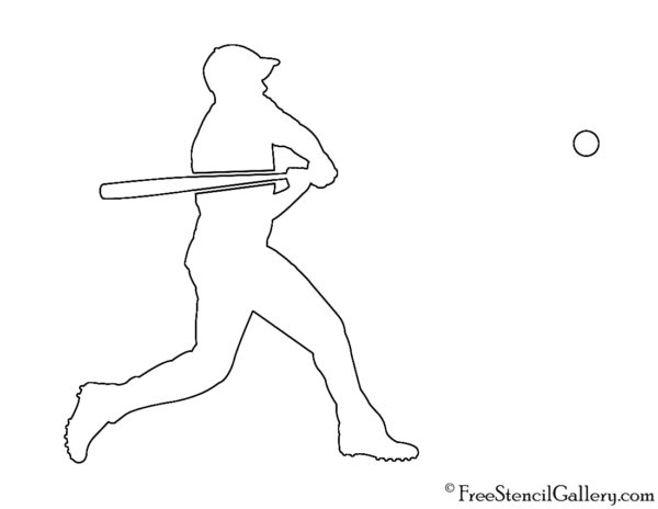Baseball Player Silhouette 01 Stencil | Free Stencil Gallery