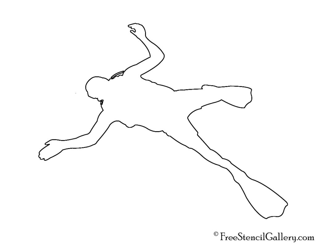 Scuba Diver Silhouette Stencil | Free Stencil Gallery